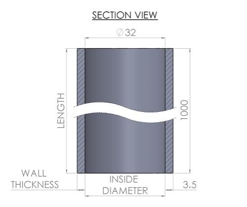 32mm Straight 1m length