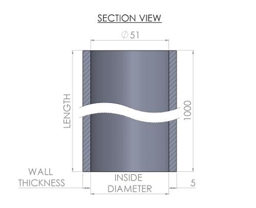 51mm Straight 1m length