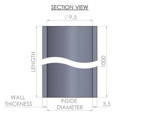 9.5mm Straight 1m length